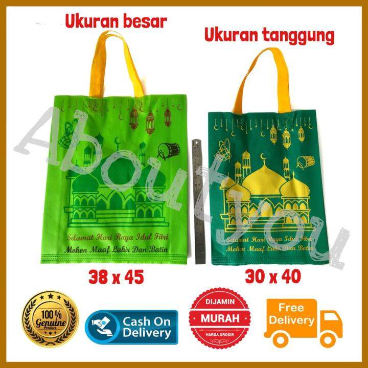 1 buah Tas Tenteng LEBARAN Tas Kain Parcel Kantong Bingkisan Idul Fitri ...