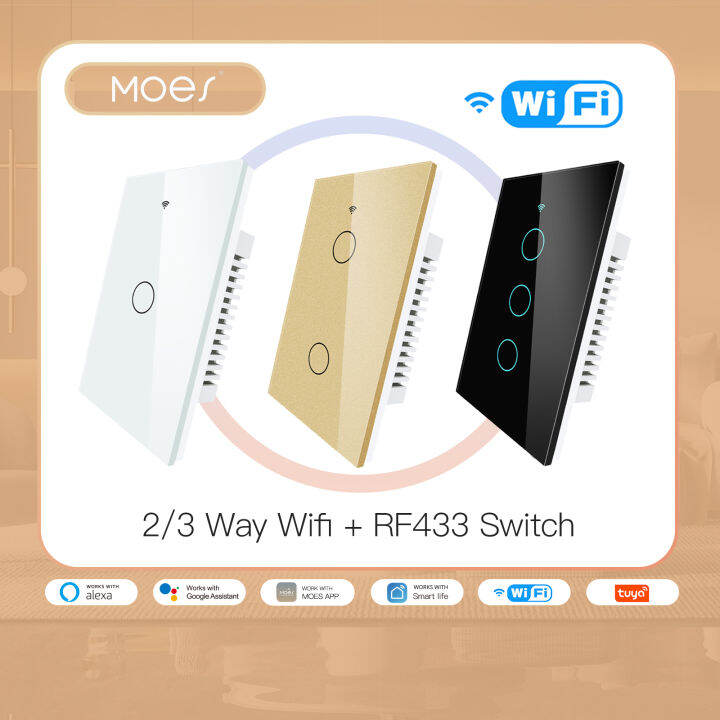 Upgraded WiFi Smart RF433 Touch Switch 2/3 Way Smart Life/Tuya App ...