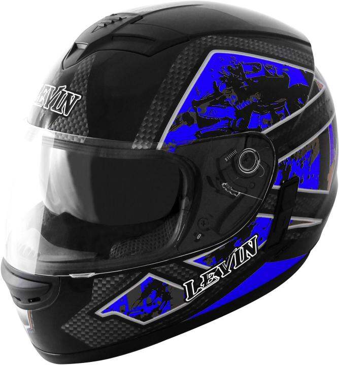 LEVIN Full Face J1300 Delta Helmet (Black/Blue/Dark Grey) | Lazada PH