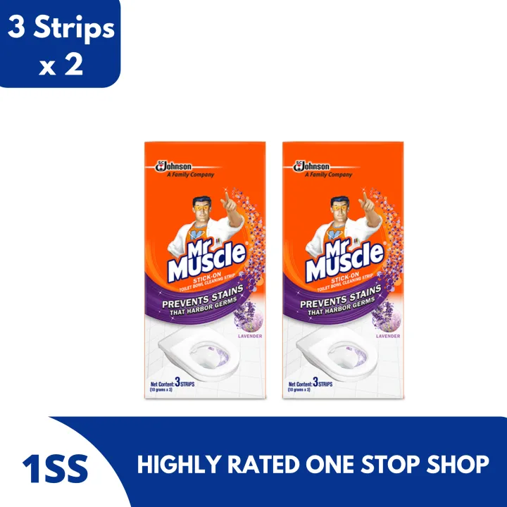 Mr Muscle Stick-On Toilet Bowl Cleaning Strip Lavender Scent, 3 Strips ...