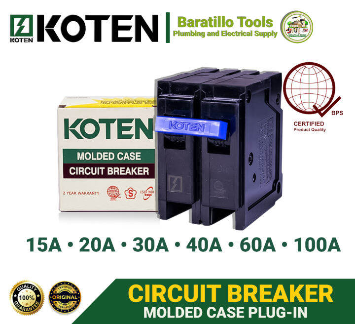100% Original Koten Molded Case Circuit Breaker Plug-in HPH-P 2P 15A, 20A, 30A, 40A, 60A & 100A ...