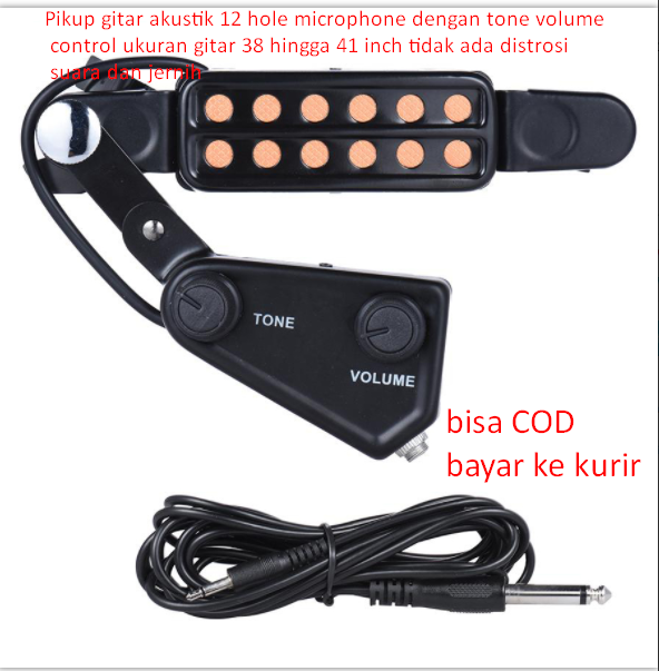Pikup gitar akustik 12 hole microphone dengan tone volume control ...