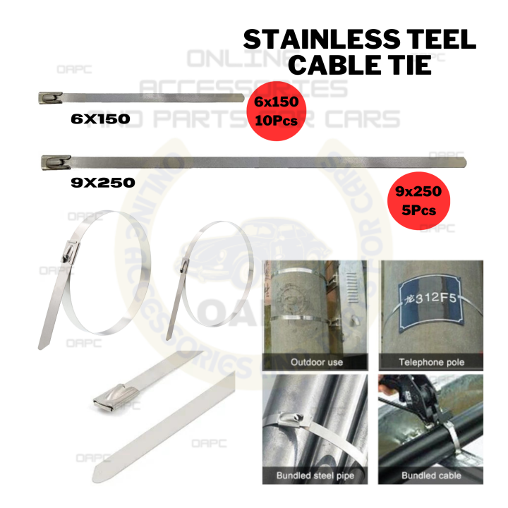 OAPC 1Pack Premium Self-Locking Stainless Steel Exhaust Wrap Ties Multi ...