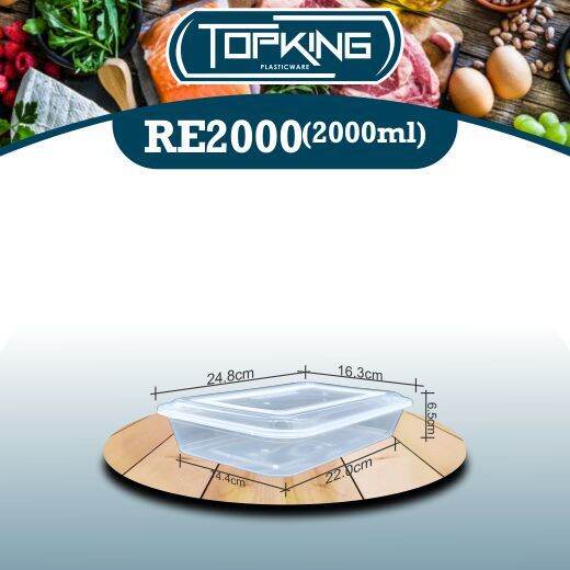 cod 2000ml TOP KING CLEAR AND BLACK STORAGE - 2000ml MICROWAVABLE CONTAINER - 2000mlRECTANGULAR ...