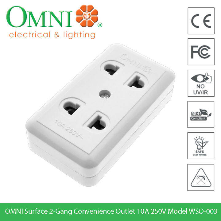 OMNI Surface 2-Gang Convenience Outlet 10A 250V Model WSO-003 | Lazada PH