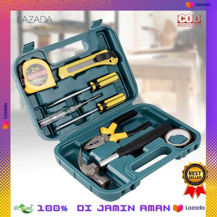 Alat Tukang Bangunan Lengkap / Set Alat Perkakas TUKANG BANGUNAN 8 in 1 ...