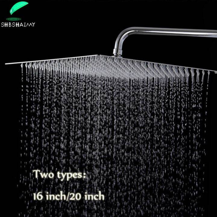Chrome Polished Ultrathin Shower Head 16 20 Inch Square Rainfall Shower