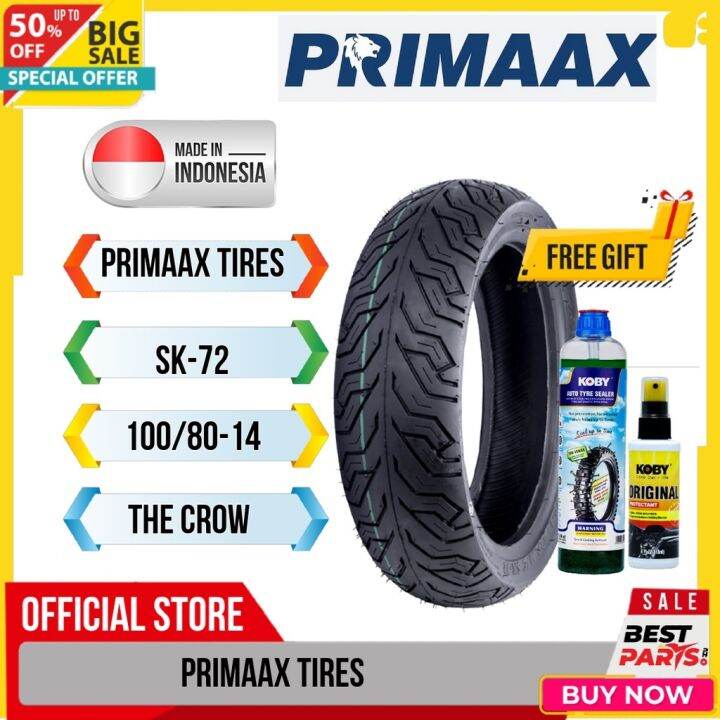 PRIMAAX [SIZE 14] Tubeless Motorcycle Tire (SK-72 THE CROW) | Lazada PH