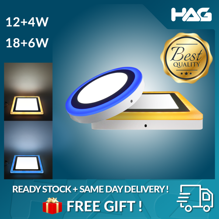 HAG 2 Color Surface Light Round Square 12+4W 18+6W White+Blue White ...