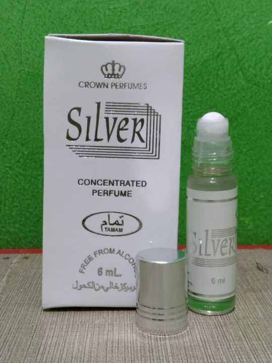 SILVER PARFUM KEMASAN 6ML CROWN PERFUMES MINYAK WANGI ROLL ON NON ...