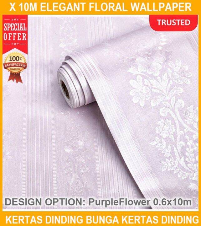 60cm X 10m Elegant Floral Wallpaper Kertas Dinding Bunga Kertas Dinding ...