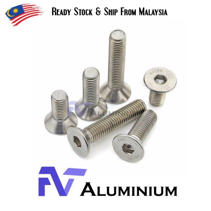 SUS 304 - M4 M5 M6 M8 Hex CSK Socket Countersunk Flat Head Stainless Steel A2 304 Screw DIN7991 ...