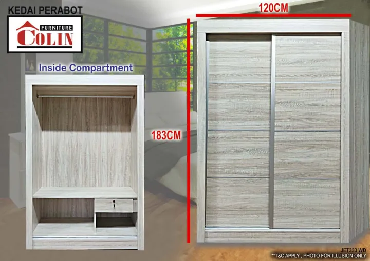 4ft sliding wardrobe/almari baju/ | Lazada