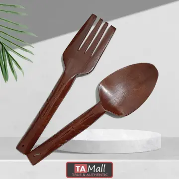 Giant Wooden Fork And Spoon Wall Decor | Shelly Lighting