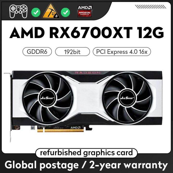 JIESHUO AMD RX 6700XT 12G Video Graphics Card GPU Gddr6 192-Bit Rx6700xt 12Gb Supports Computer ...