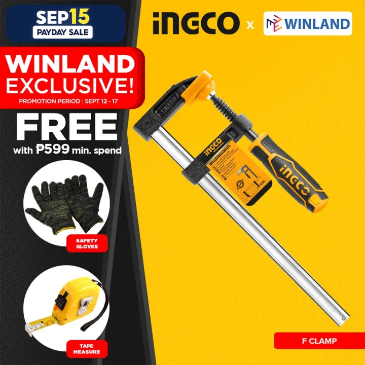 INGCO by Winland Wood Work F Clamp Tools With Rubber Handle | Lazada PH