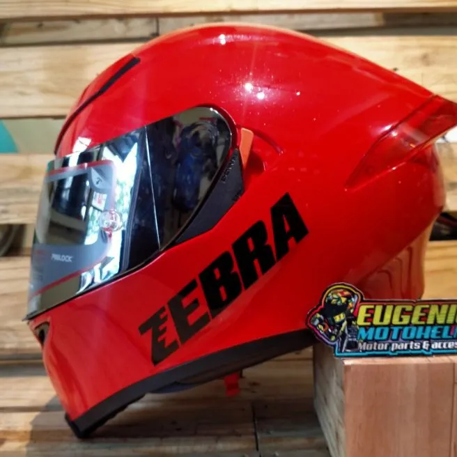 ZEBRA Full Face Helmet Dual Visor (Venom) with free clear lens and ...