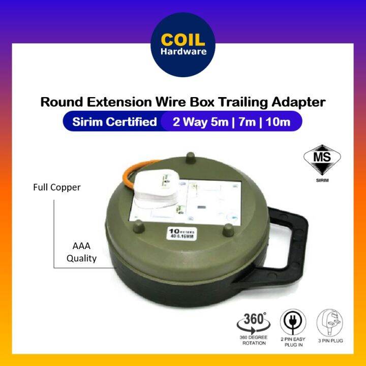 [SIRIM] 2 Way Socket Round Extension Wire Box Trailing Adapter | High ...