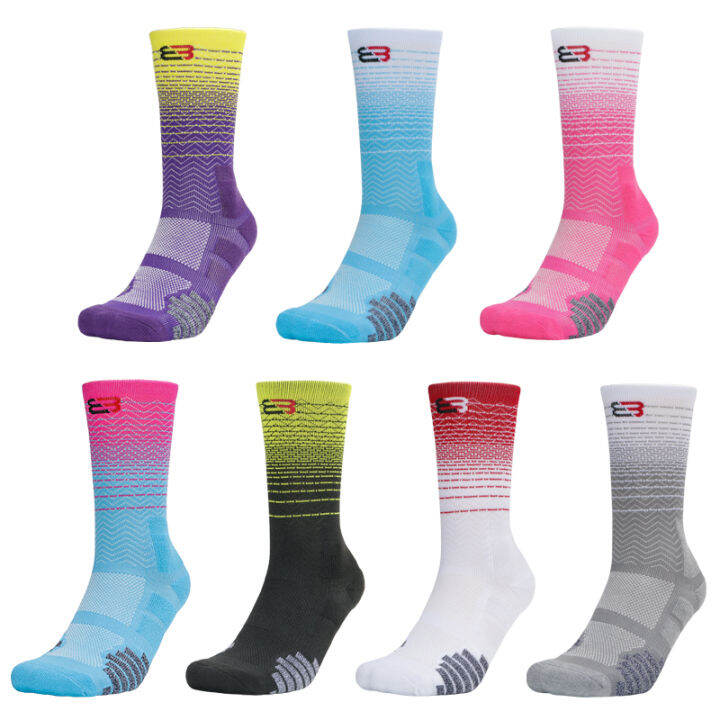 Thick Towel Bottom Socks Gradient Color Elite Basketball Sports Socks ...