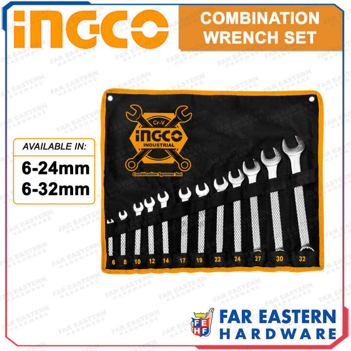 INGCO Combination Wrench Spanner 12pcs Set (6-24mm) (3-32mm) INHT | Lazada PH