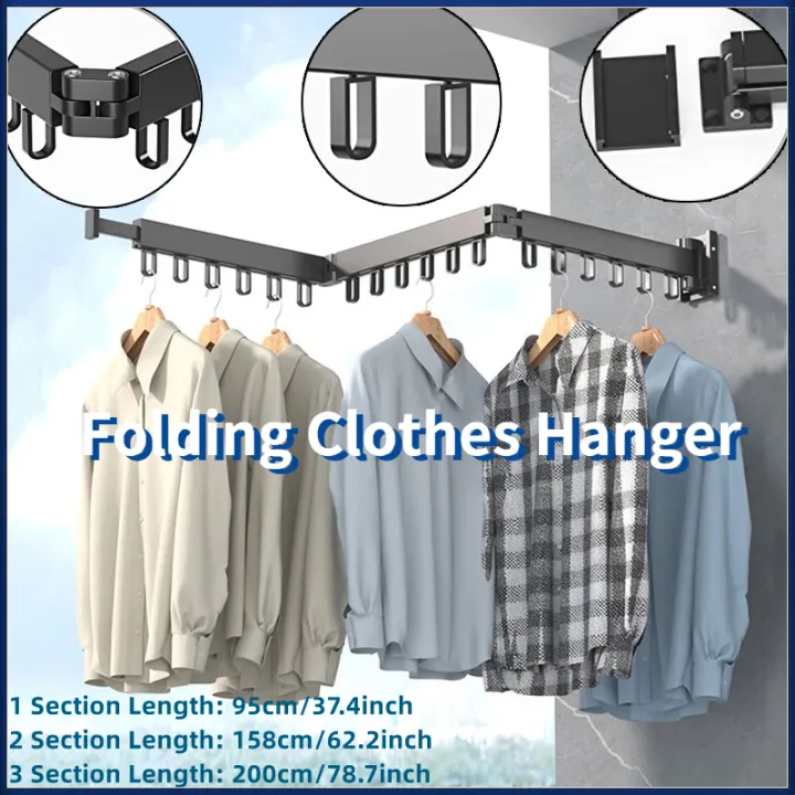 Wall Mounted Clothes Hanger Rack Retractable Clothes Drying Rack ...