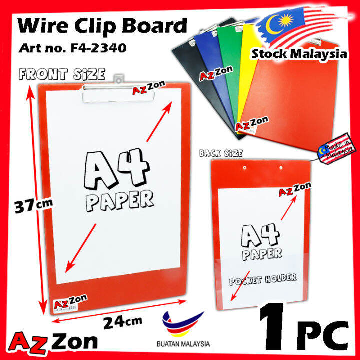 Clip Board Single Wire Clip Board F4 Color PVC Clipboard Papan Tulis ...