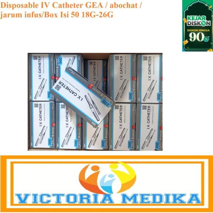 Disposable IV Catheter GEA 22G/ Abochat / jarum infus/Box Isi 50 22 G ...