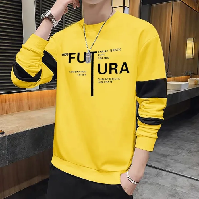 sweater baju futura pria kekinian atasan cowok lengan panjang - Kuning ...