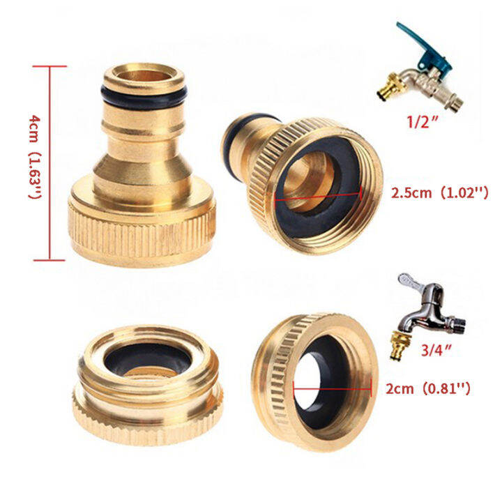 Jiauting Outside Tap Connector Brass 3/4” 1/2” Brass Adaptor Threaded ...