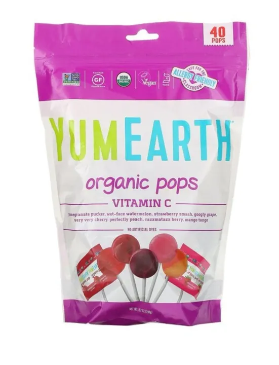 **YumEarth, Organic Pops, Vitamin C, Assorted Flavors, 40 Pops, 8.5 oz ...