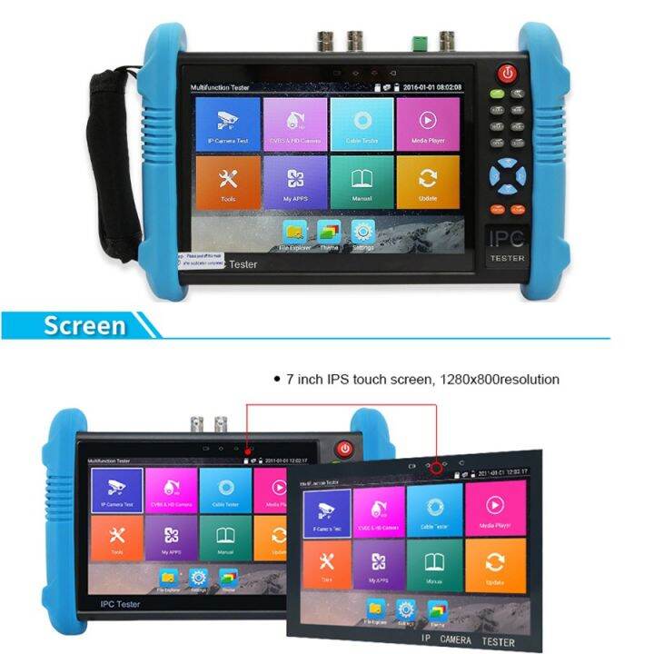 7 Inch Handheld 5 in 1 CCTV Tester Multi Functional support IPC AHD TVI ...
