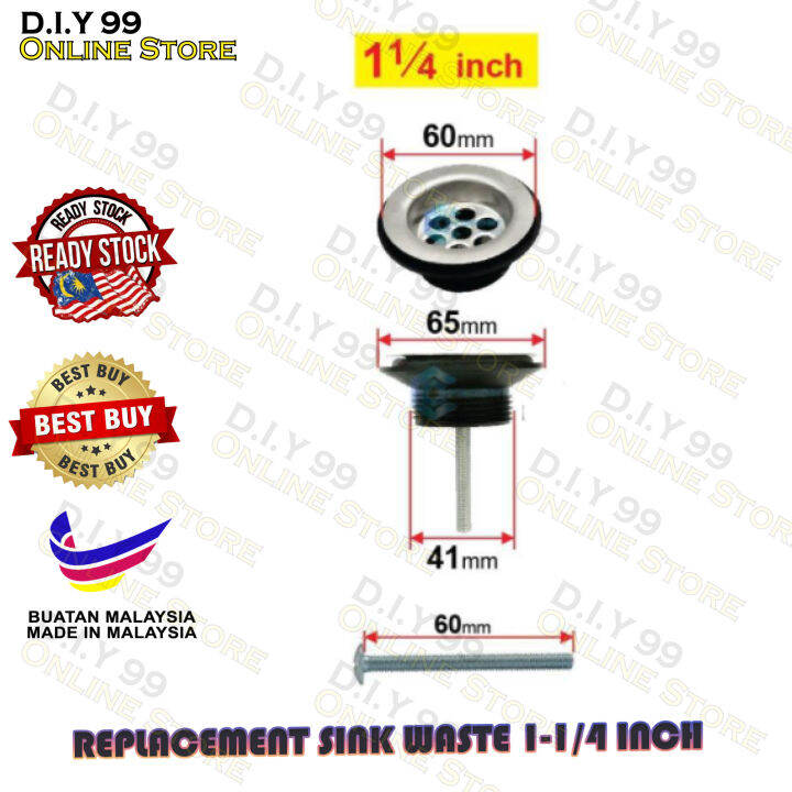 Kitchen and Bathroom Basin Stainless Steel Sink Waste Penutup Sinki ...