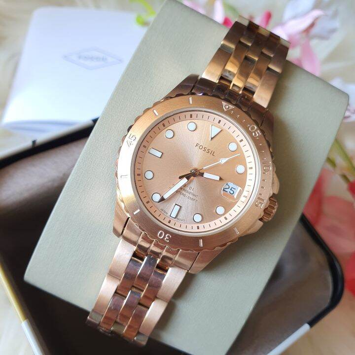 Guaranteed Authentic Fossil Three-Hand Date Two-Tone Watch-Rose Gold ...