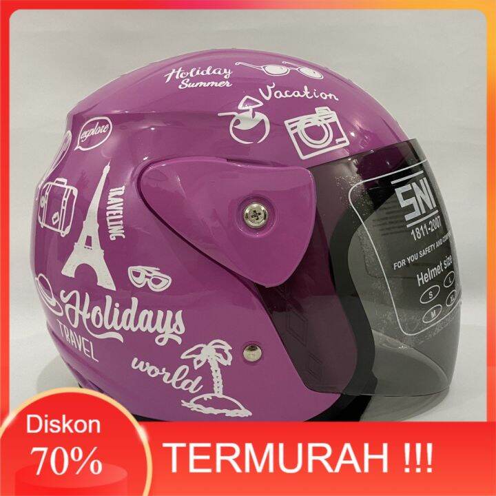 Helm Motor Evo Traveling Pink Putih Helem Helm Motoret - Helm Motor SNI - Helm Motor Dewasa ...