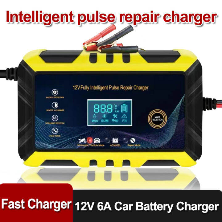Car Battery Charger 12V 6A Original Full Intelligent Pulse Repair ...
