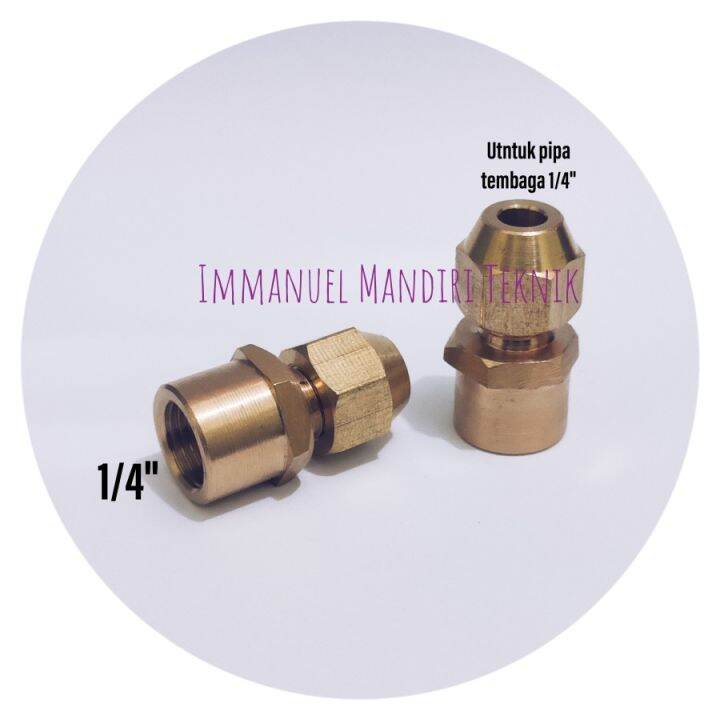 Female connector 1/4 x 1/4 npt / Nepel Pipa Tembaga 1/4 x 1/4 flaring ...