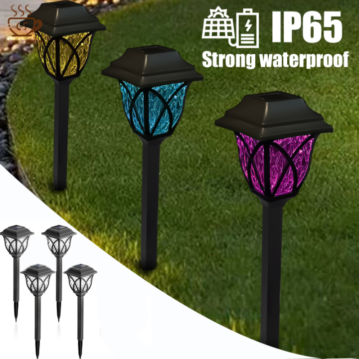 LED Solar Yard Lights Lawn Lamp Retro Grid Floor Lamp Outdoor ...