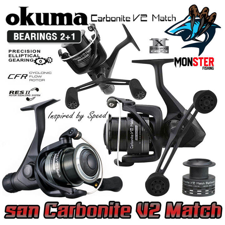 รอกตกปลา รอกสปินนิ่ง OKUMA CARBONITE V2 MATCH CBV-40MSDH Spinning Reel ...