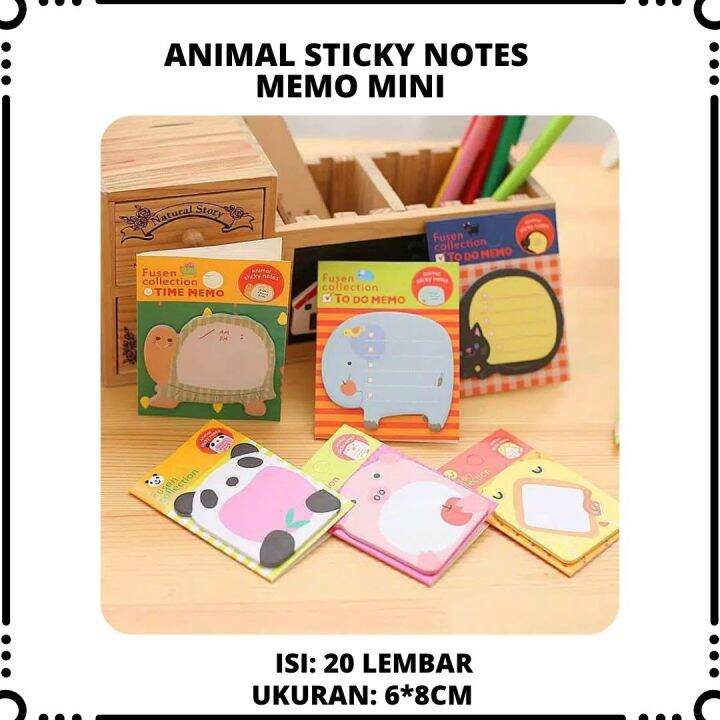 Animal Sticky Notes / Memo Pad Mini Motif Binatang / Buku Catatan Kecil ...