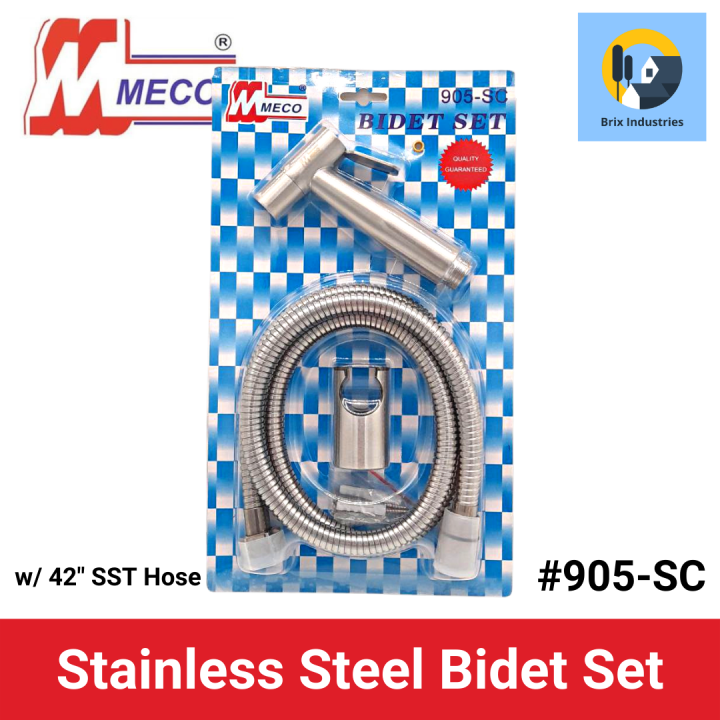 Meco Stainless Steel Bidet Set w/ 42" Stainless Steel Hose #905SC Bidet ...