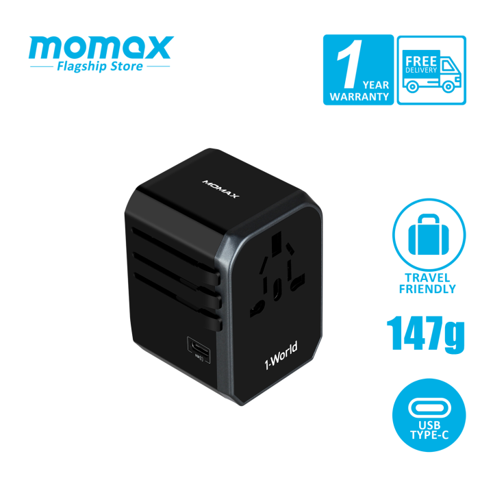 Momax UA5D 1-World AC Travel Adapter (Type C + 4 USB) | Lazada