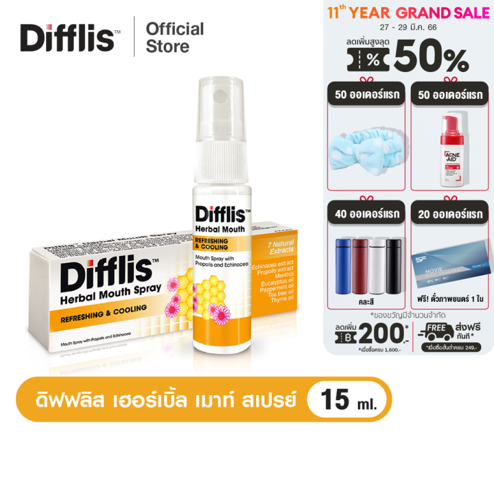 DIFFLIS HERBAL MOUTH SPRAY 15 ML ดิฟฟลิส เฮอร์เบิ้ล เมาท์ สเปรย์ สเปรย์ ...