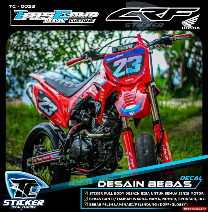 Decal Stiker CRF Kombinasi Silver Carbon Desain Bebas - Decal Sticker ...