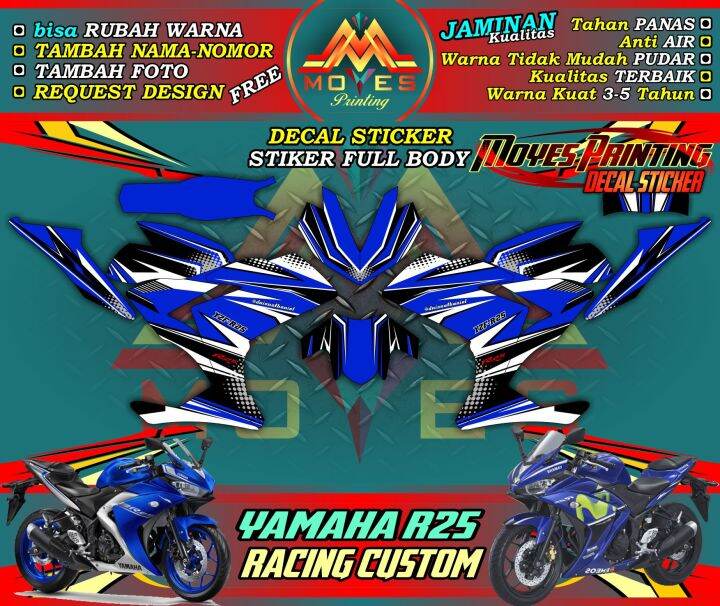 decal yamaha r25 stiker fullbody motor r25 sticker yamaha r25 - racing ...