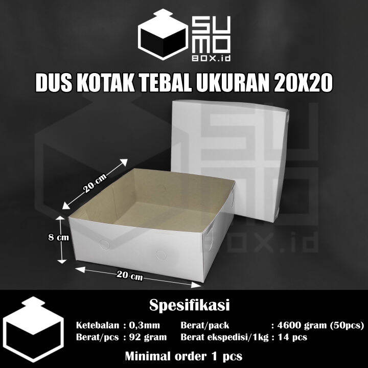 Dus kotak makanan tebal 20x20 / dus makanan, nasi,kue bolu / dus kotak ...