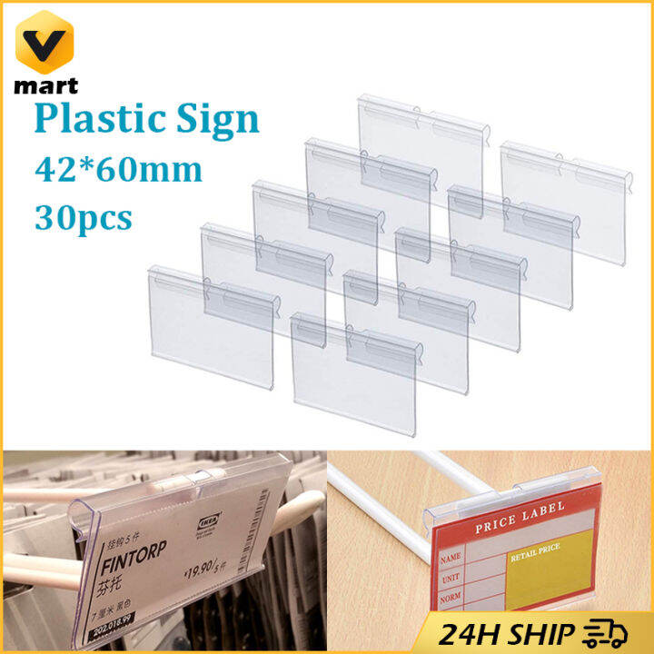 30PCS Shelf Retail Price Tag Holder Clear PVC Price Tag Display Holder ...