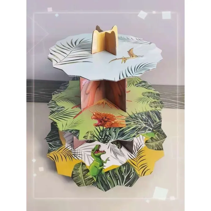 INS dinosaur theme Jurassic Park Three Layers Cup cake Stand rack party ...