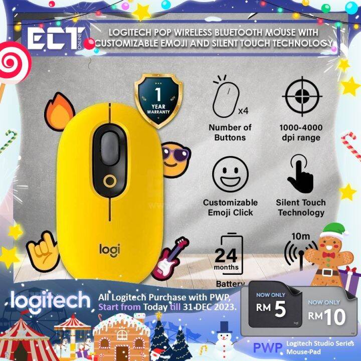 Logitech POP Wireless Bluetooth Mouse with Customizable Emoji and ...