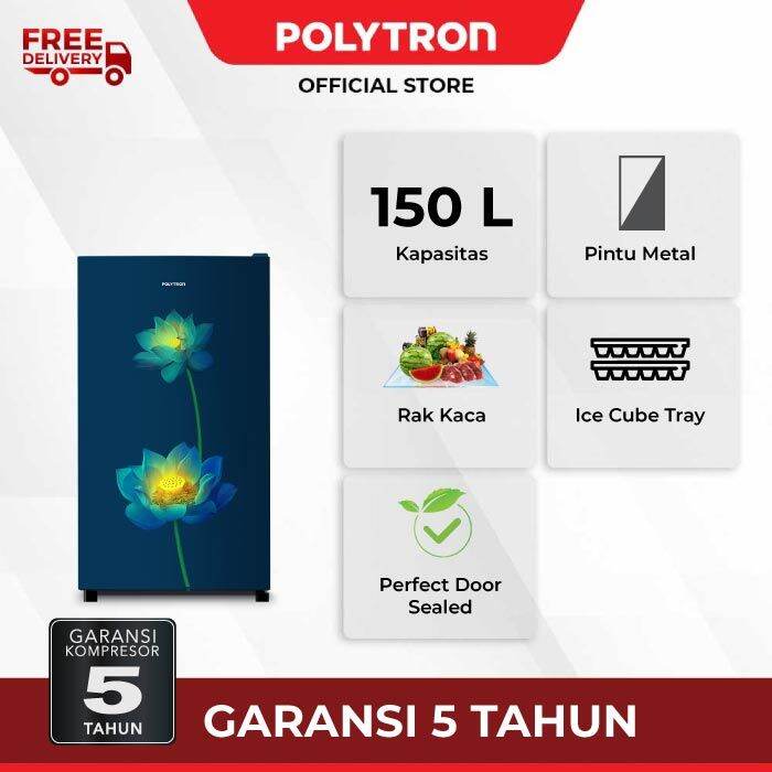 POLYTRON Kulkas 1 Pintu 150L Beauty Steel PRB 157LB | Lazada Indonesia