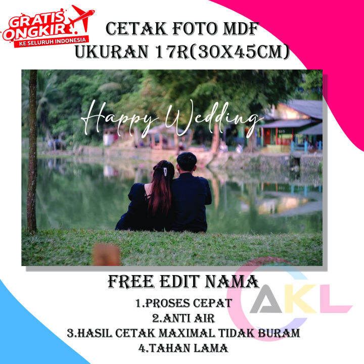 CETAK FOTO KAYU 17R 30X45 SUDAH DI BINGKAI PERTOSES 1HARI BISA COD CETAK FOTO KAYU MDF CETAK ...